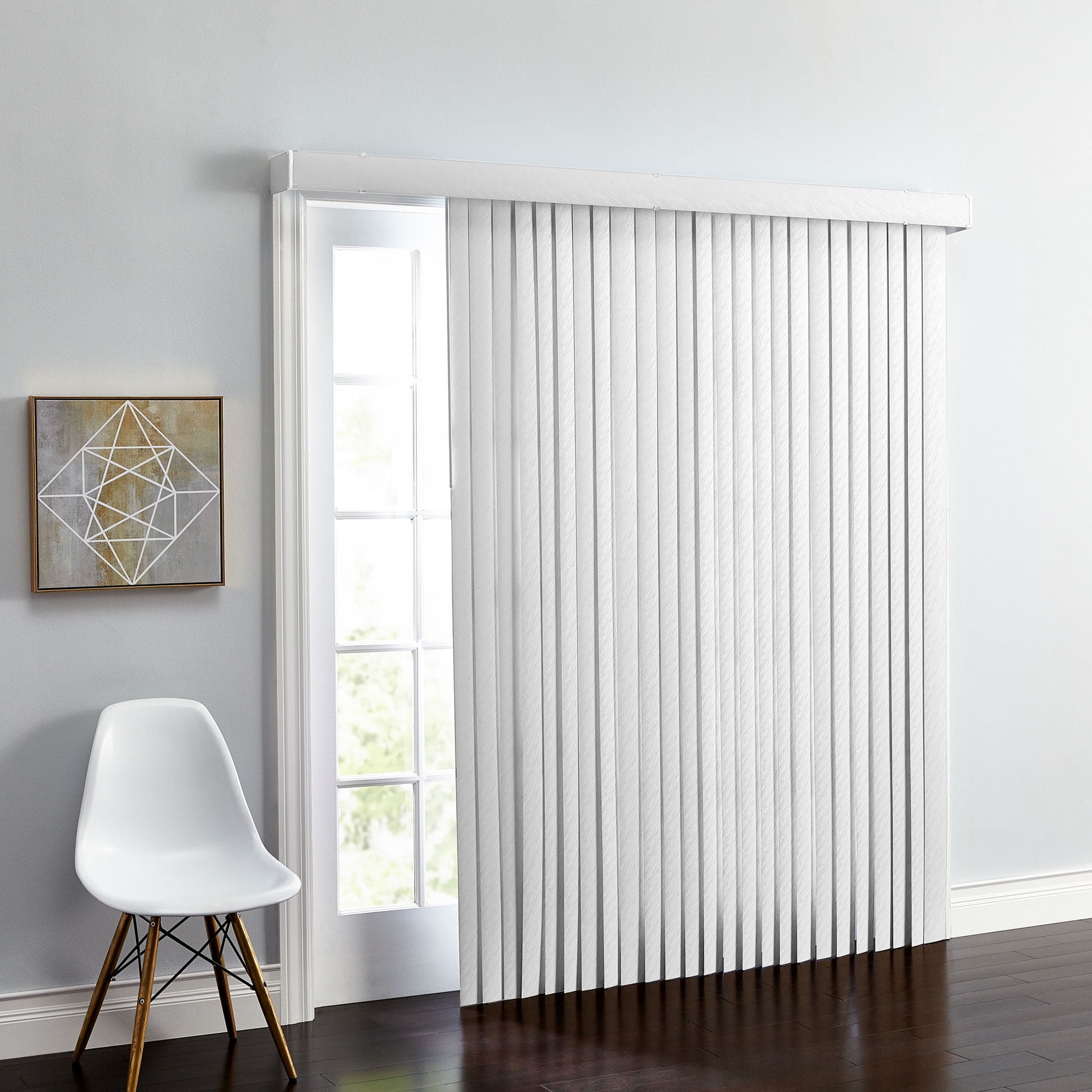 BrylaneHome Embossed Vertical Privacy Slat Blinds, Reversible Vinyl for ...