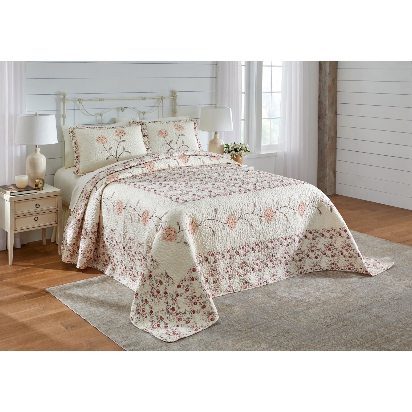 BrylaneHome Margaret Embroidered Bedspread - Walmart.com
