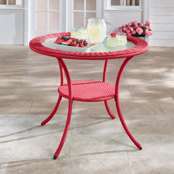 BrylaneHome Outdoor Roma All Weather Round Resin Wicker Bistro Table ...