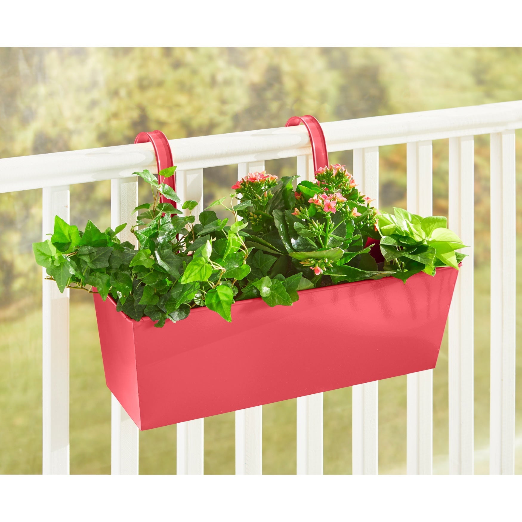 BrylaneHome Outdoor Weatherproof Metal Railing Hanging Flower Garden ...