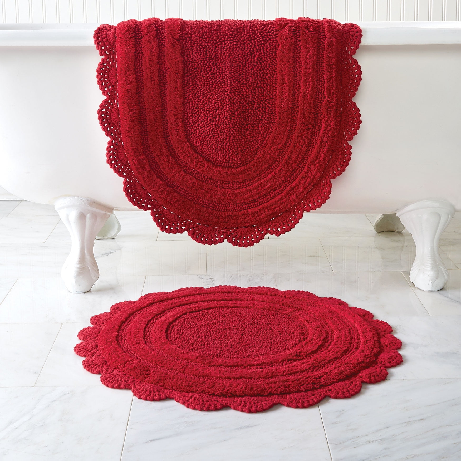 BrylaneHome Oval Crochet Bath Rug - Walmart.com