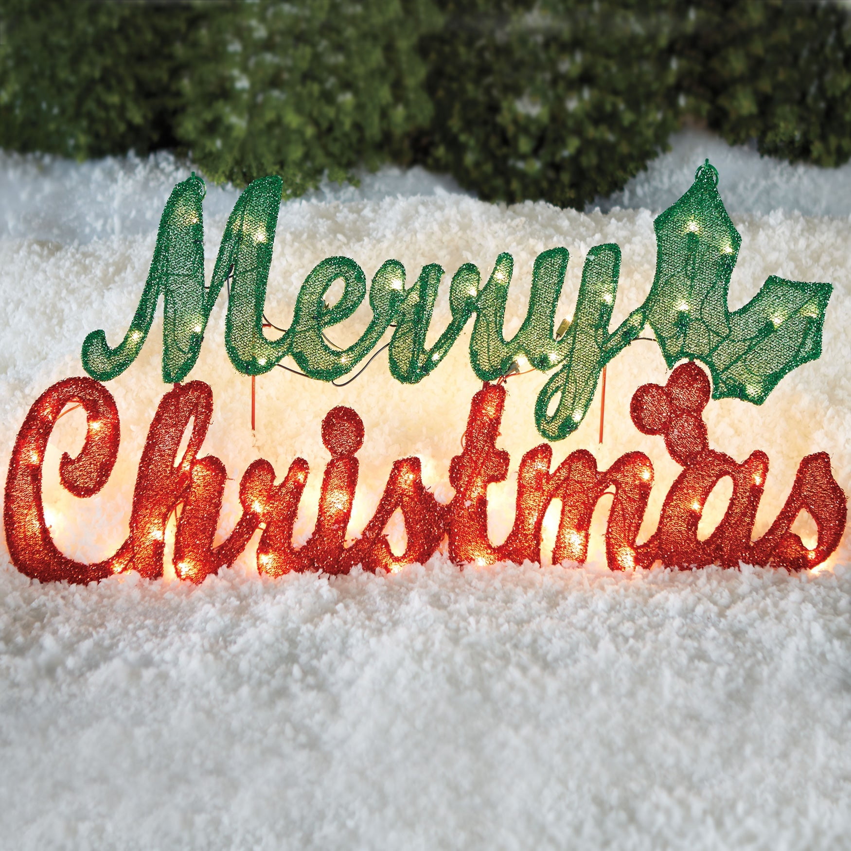 3 Ft Pre-Lit Merry Christmas Outdoor Sign (50 LED Warm Lights ...