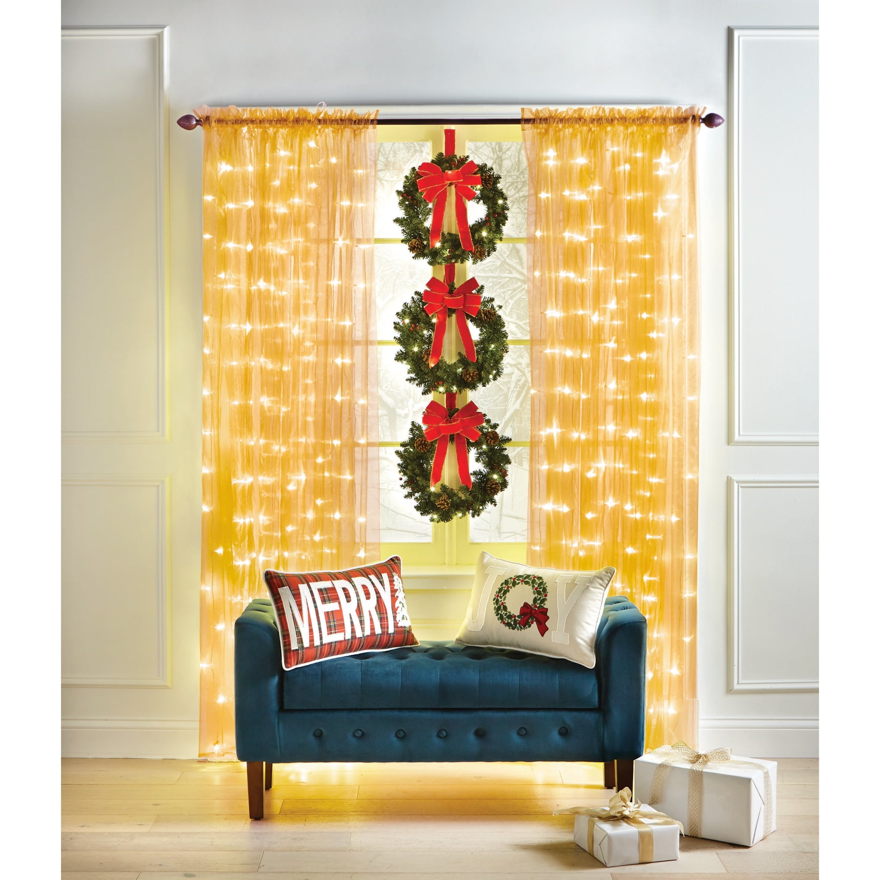 BrylaneHome Pre-Lit Rod-Pocket Curtain Panel - Walmart.com