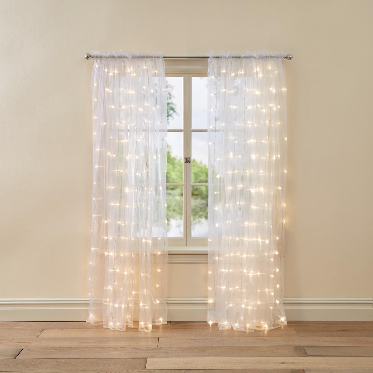 BrylaneHome Pre-Lit Rod-Pocket Curtain Panel - Walmart.com