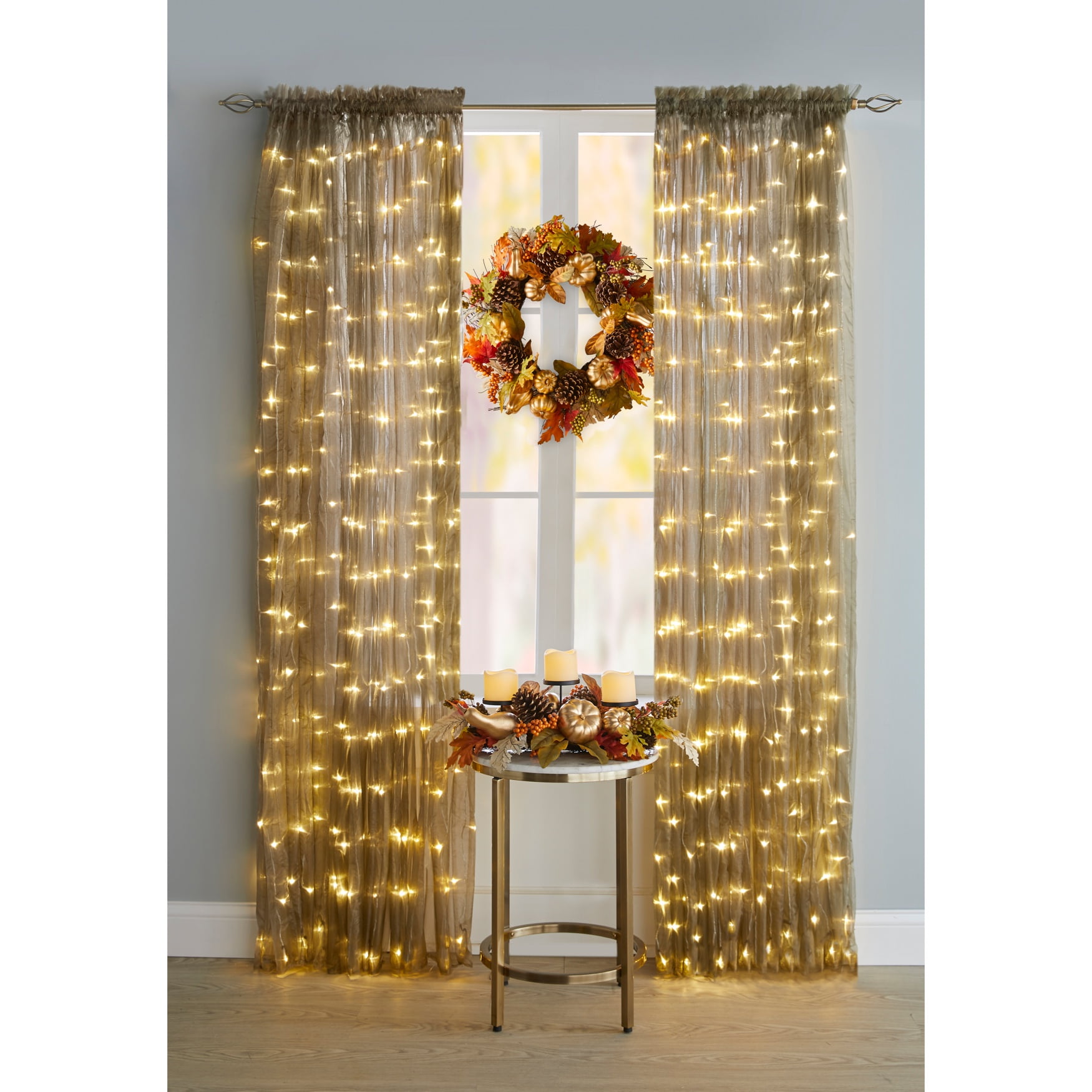 BrylaneHome Pre-Lit Rod-Pocket Curtain Panel - Walmart.com