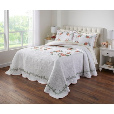 Romantic Princess Blush Oversized Jacquard Woven Scrollwork Bedspread ...