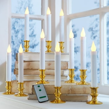 Gerson Set of Three 3 Brown LED Pillar Candles with Aurora Flame and ...