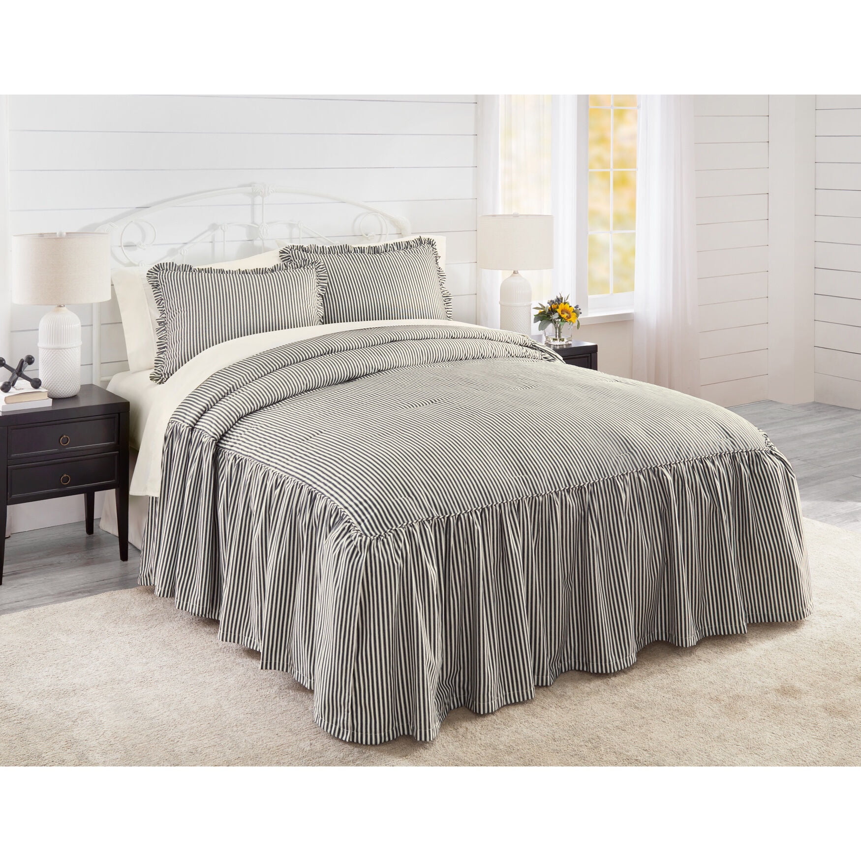Brylanehome Ticking Stripe Ruffle Bedspread