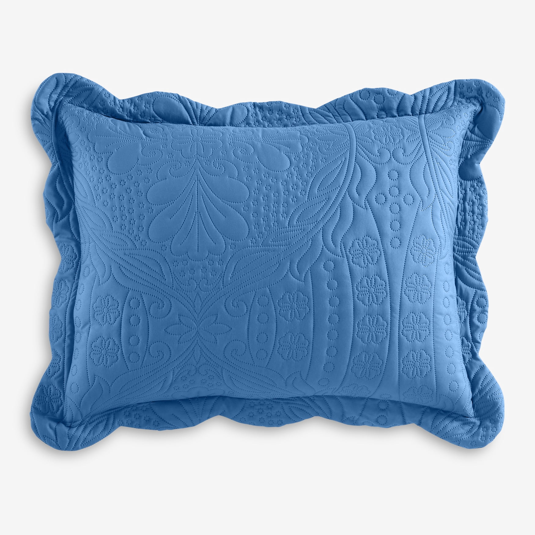 Brylanehome Lily Damask Embossed Sham - Standard Shams (2 Pack), Blue ...
