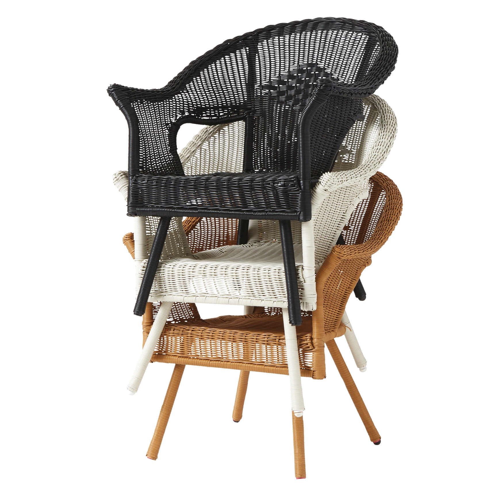 BrylaneHome Outdoor Patio Stacking Chair, Resin Wicker Hand-Woven ...