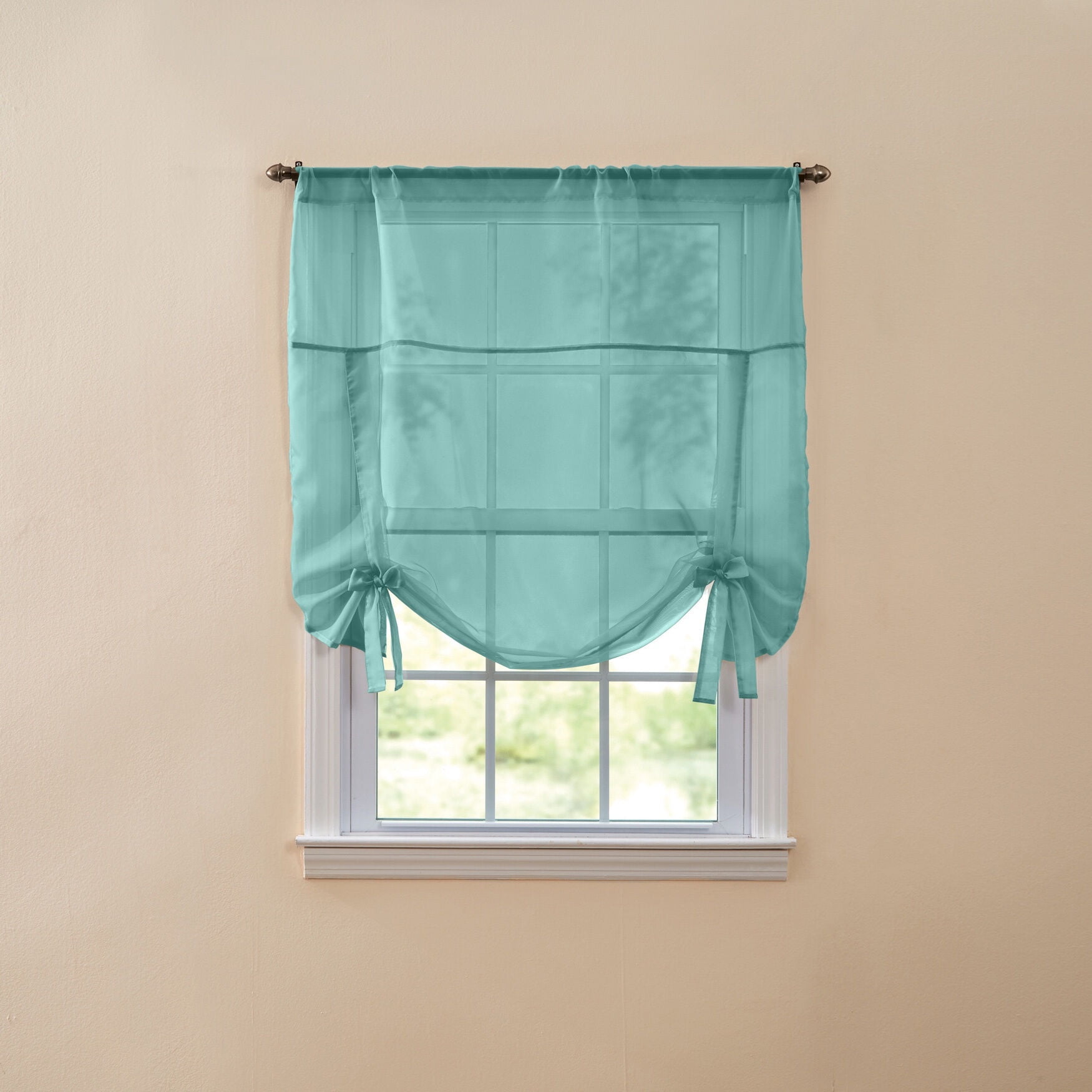 Brylanehome Sheer Voile Tie-Up Shade - 44I W 63I L, Seaglass Window ...
