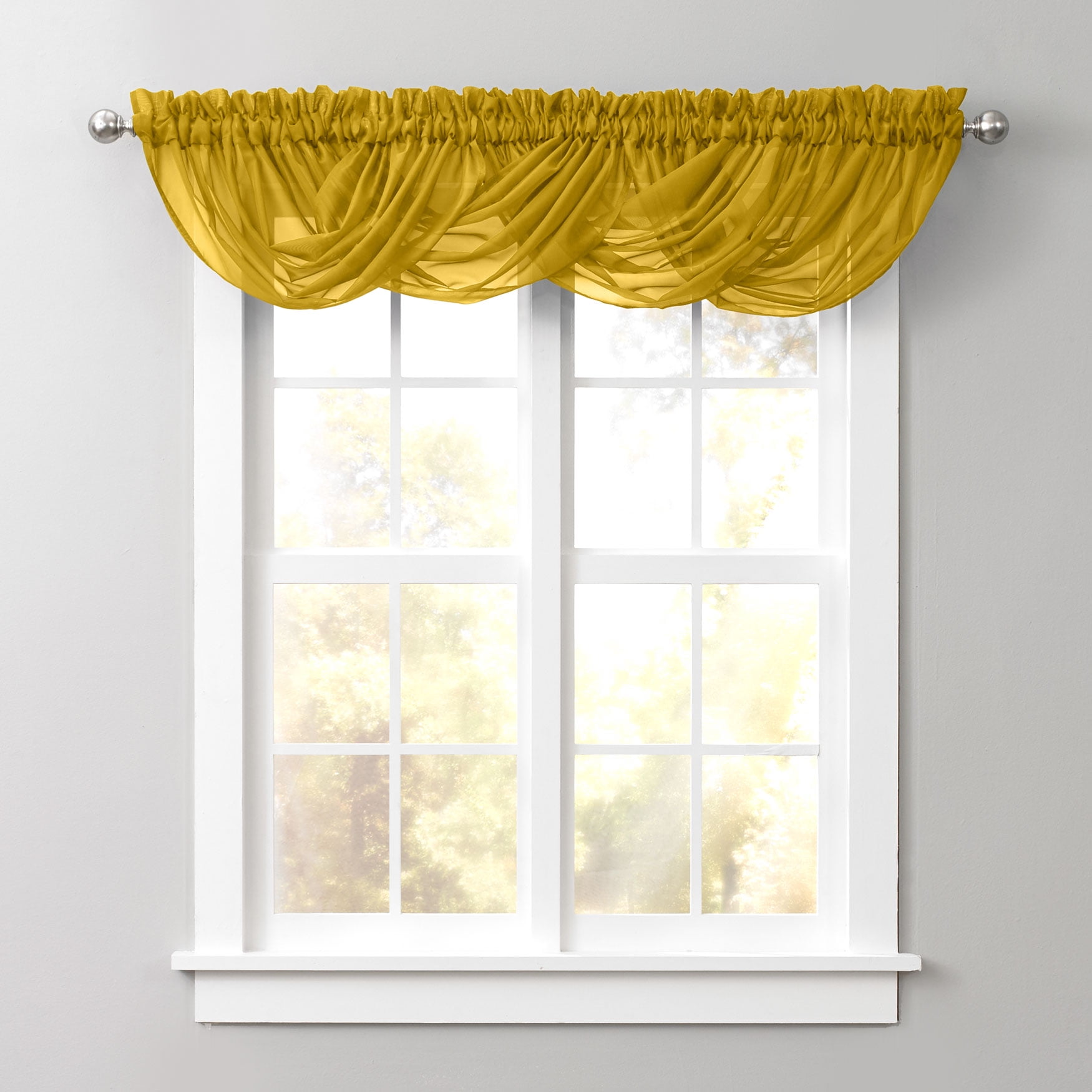 Brylanehome Sheer Voile Toga Valance, Gold Window Curtain - Walmart.com