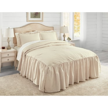 Lush Decor Ticking Stripe Ruffle Detail Polyester Bedspread, King ...