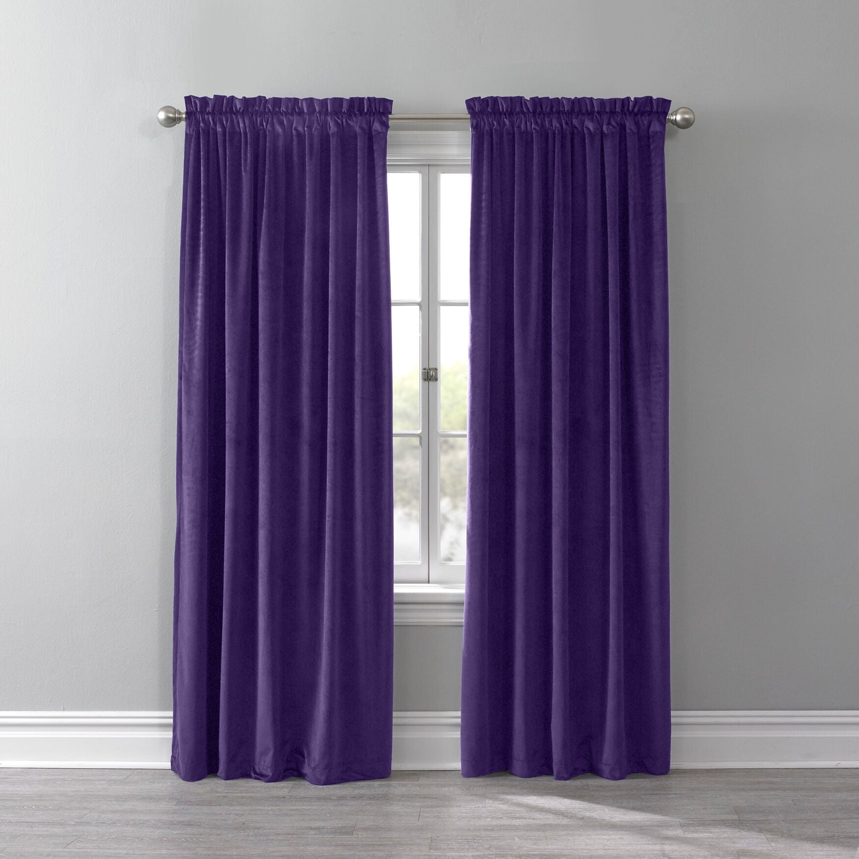 Brylanehome Velvet Rod-Pocket Panel - 50I W 108Il, Purple Window ...