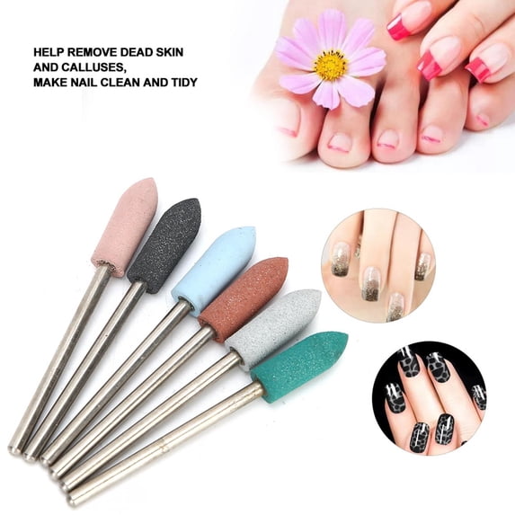 Brynna Nail Drill Bits Grinding 6pcs Nail Art Grinding Head Dead Skin ...