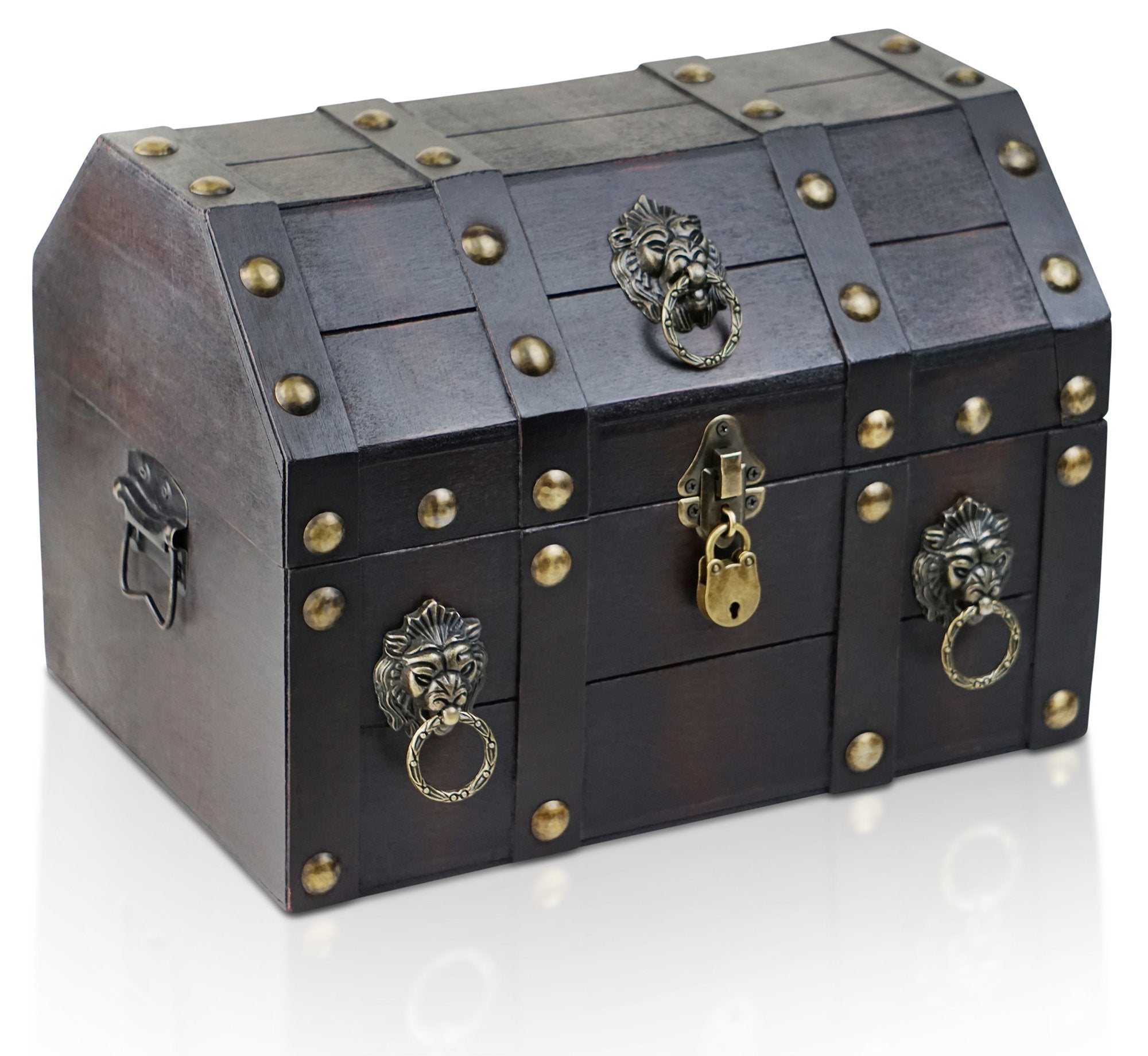 Jetcloudlive Vintage Wooden Storage Box with Hinged Lid and Locking Key ...