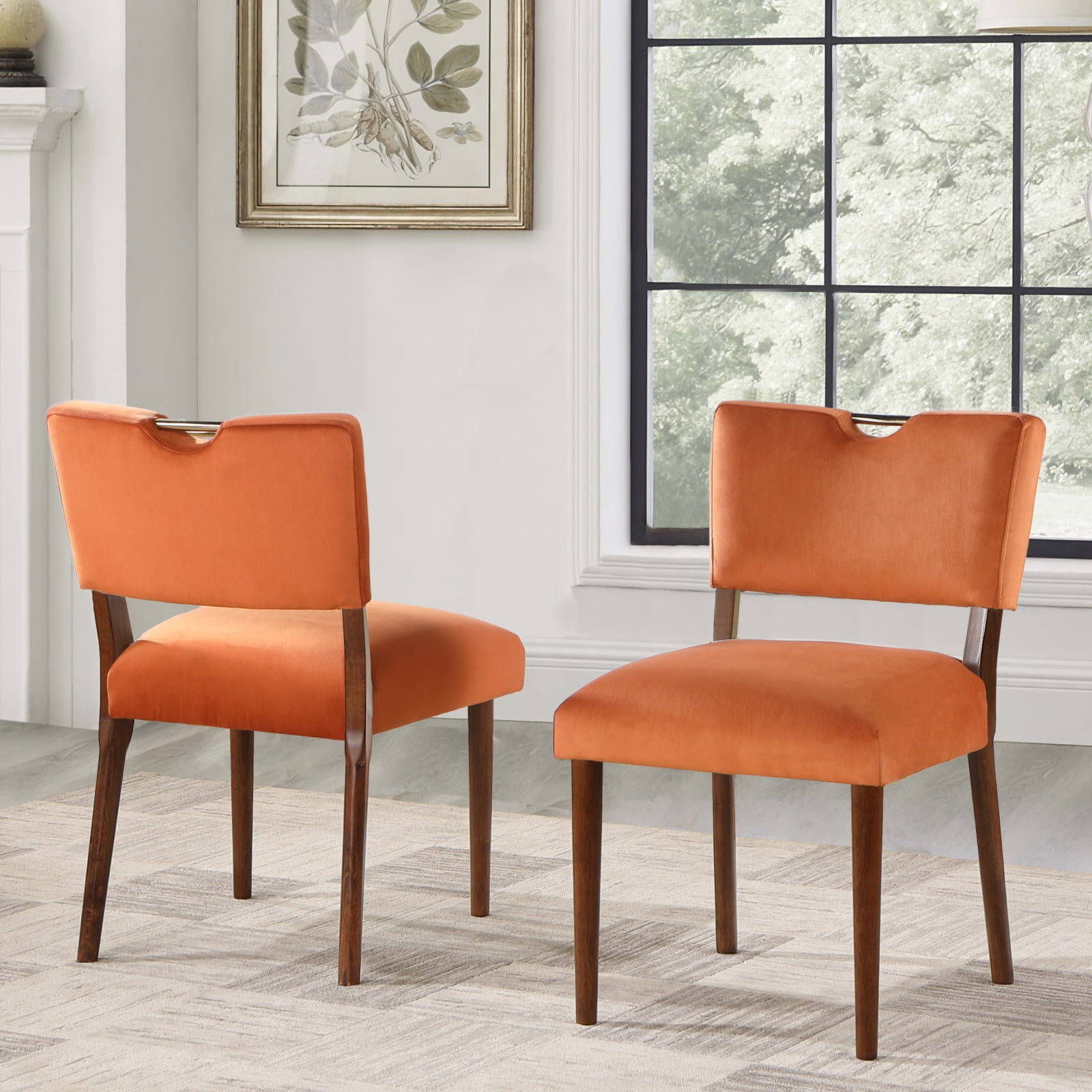 Bryson Burnt Orange Velvet Dining Chair - Set of 2 26341 - Walmart.com