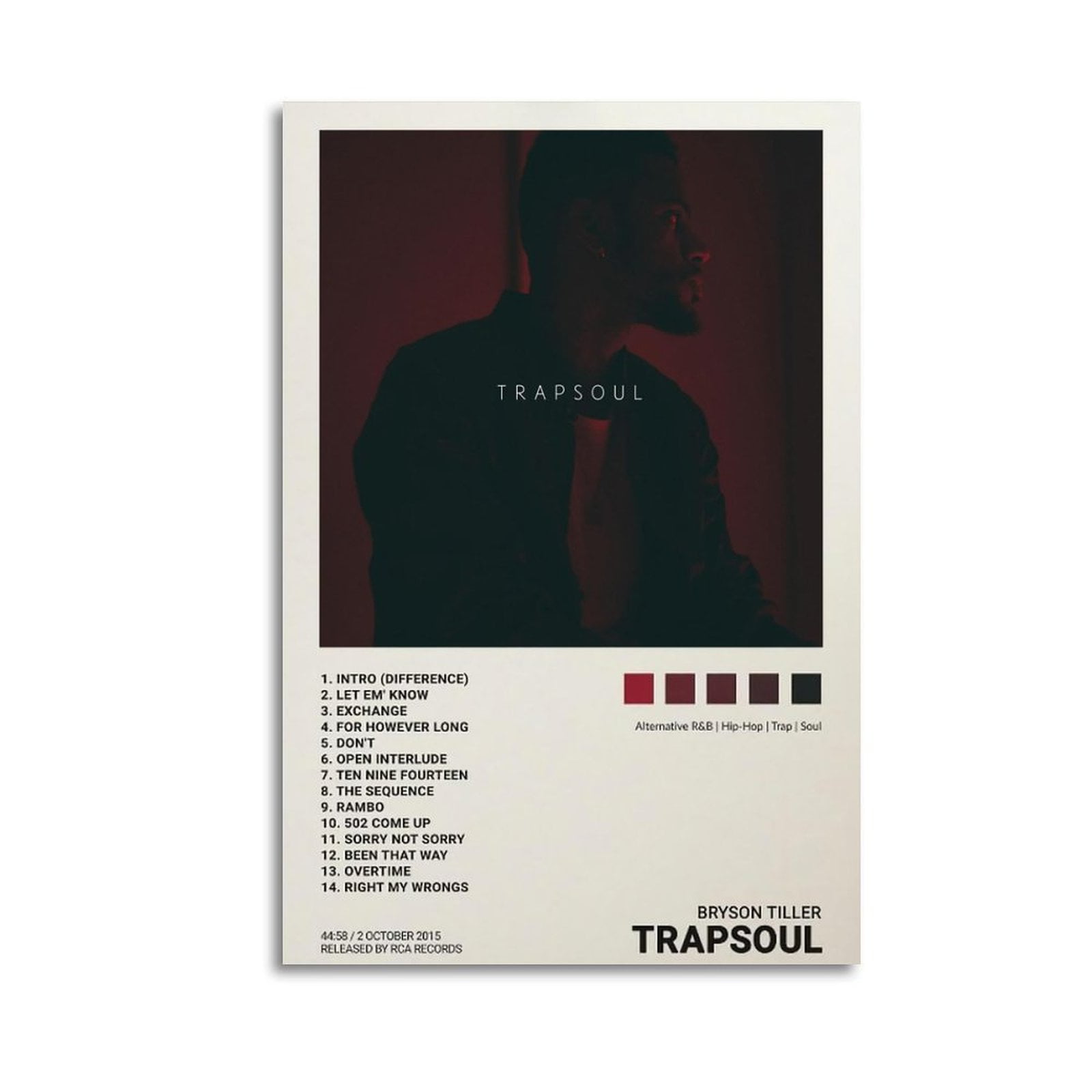 Bryson Poster Tiller Trapsoul Music Album Cover Canvas Art Wall Decor ...