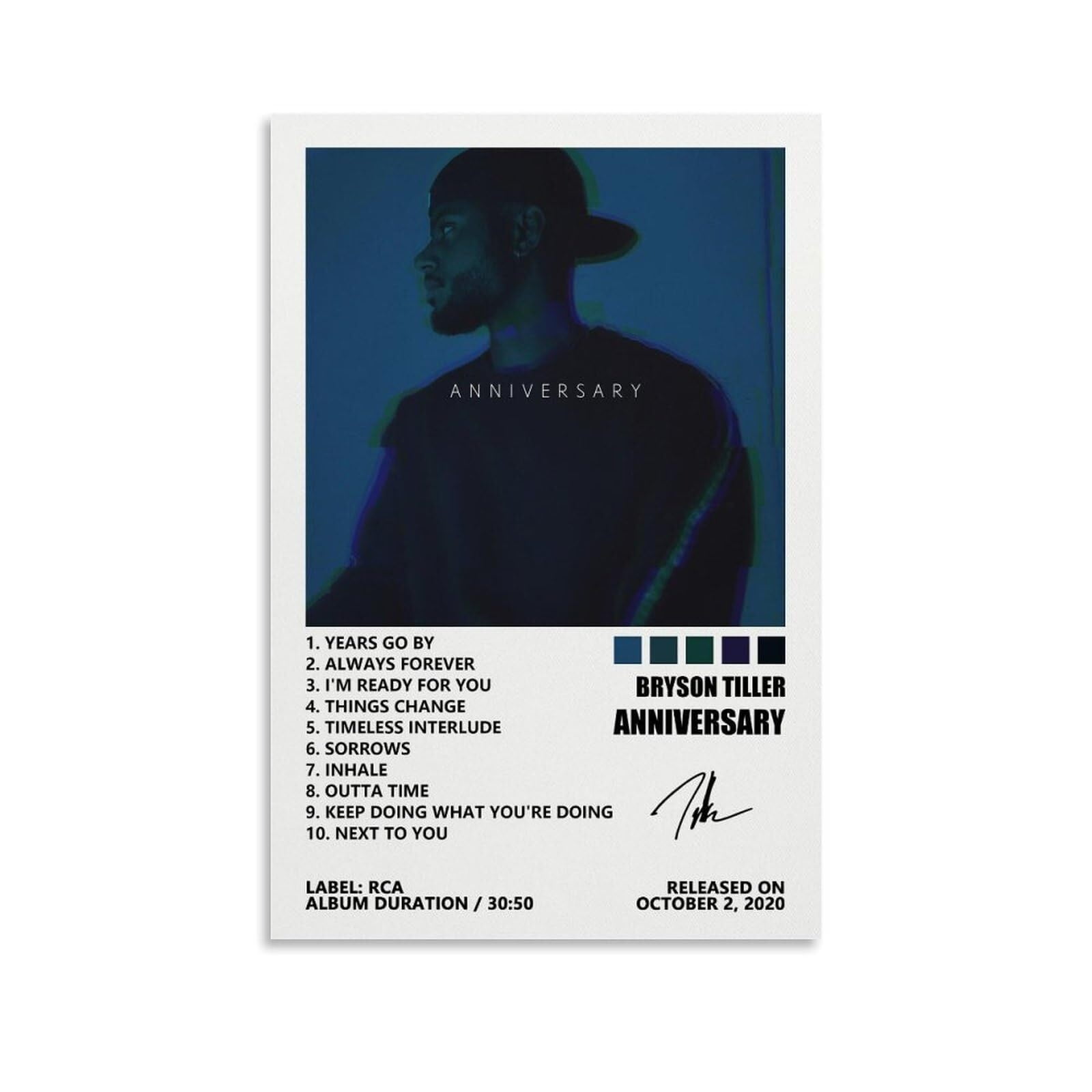 Bryson Tiller Poster Anniversary Album Cover Posters For Room Canvas ...