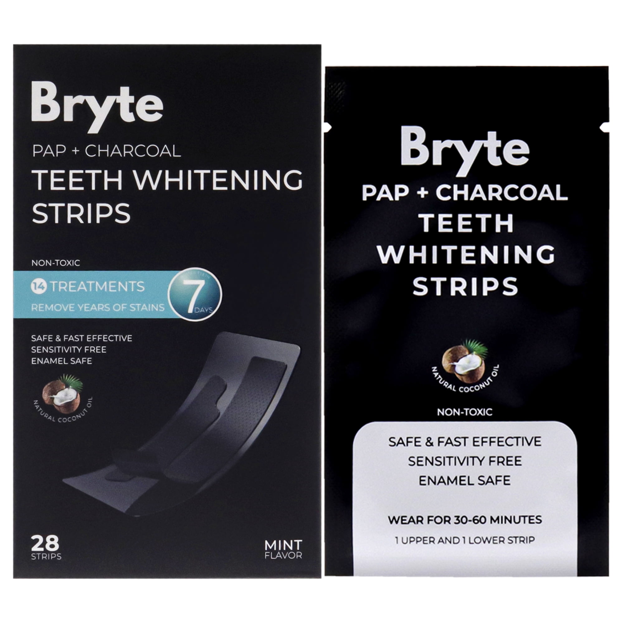 Bryte PAP Pus Charcoal Whitening Strips , 28 Pc Strips - Walmart.com