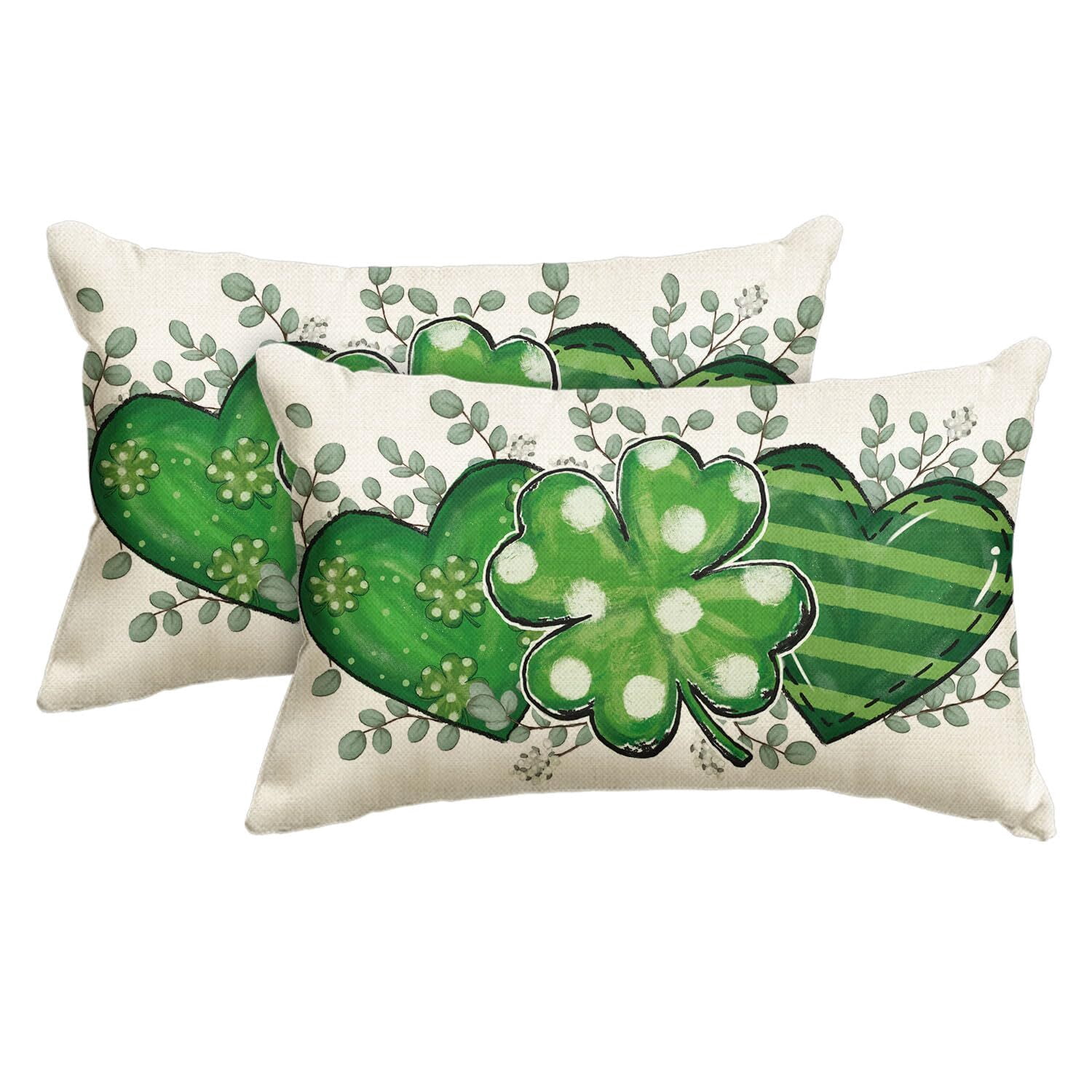 Brythos 12x20inch St. Patrick's Day Lucky Shamrock and Eucalyptus Leaf ...