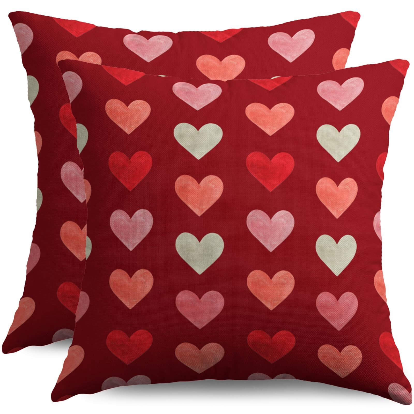 Brythos 16×16 inch Two Piece Red Pillowcases: Pink and Beige Heart ...