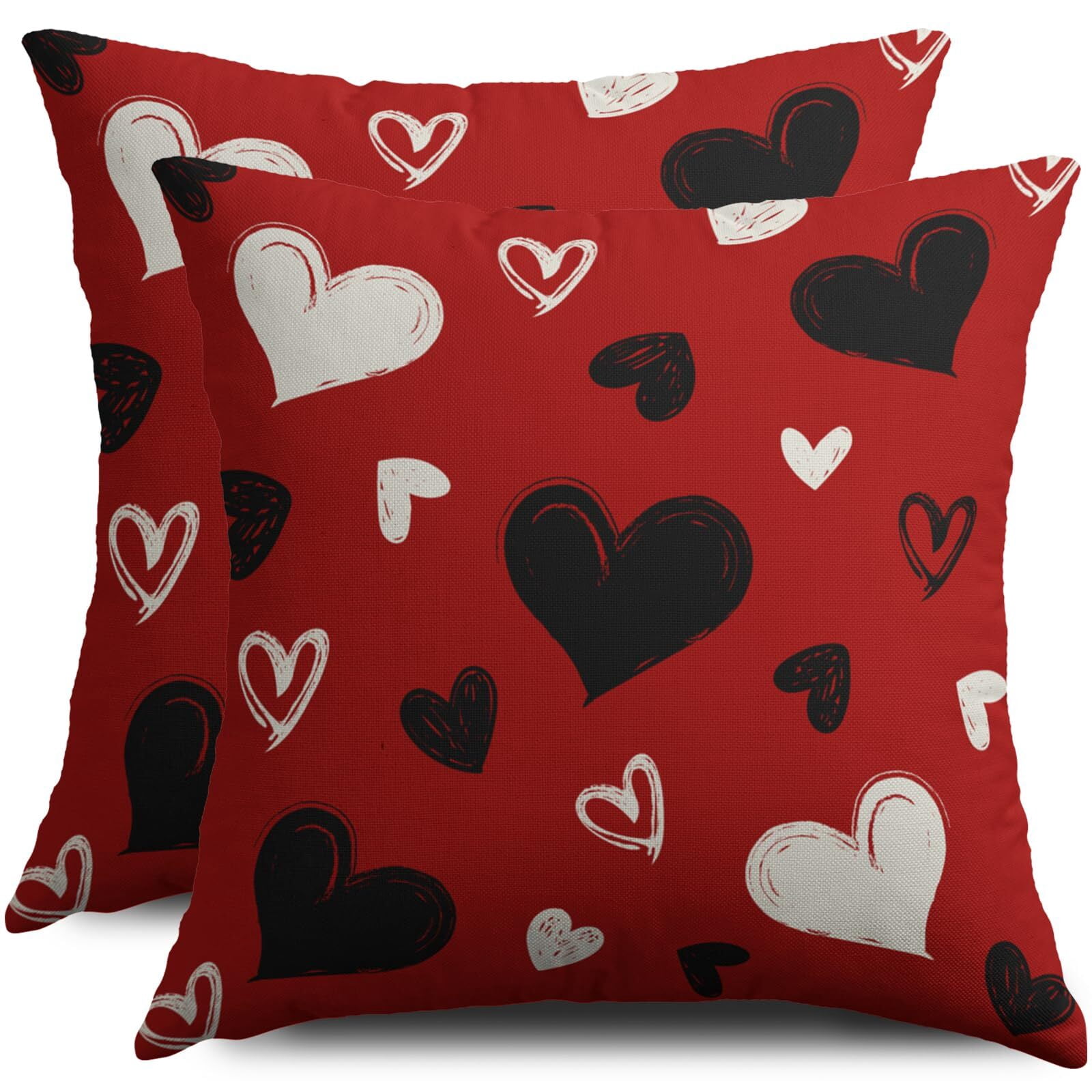 Brythos 16x16 inch 2 Pack Valentine’s Day Pillowcases: Red,Black,White ...
