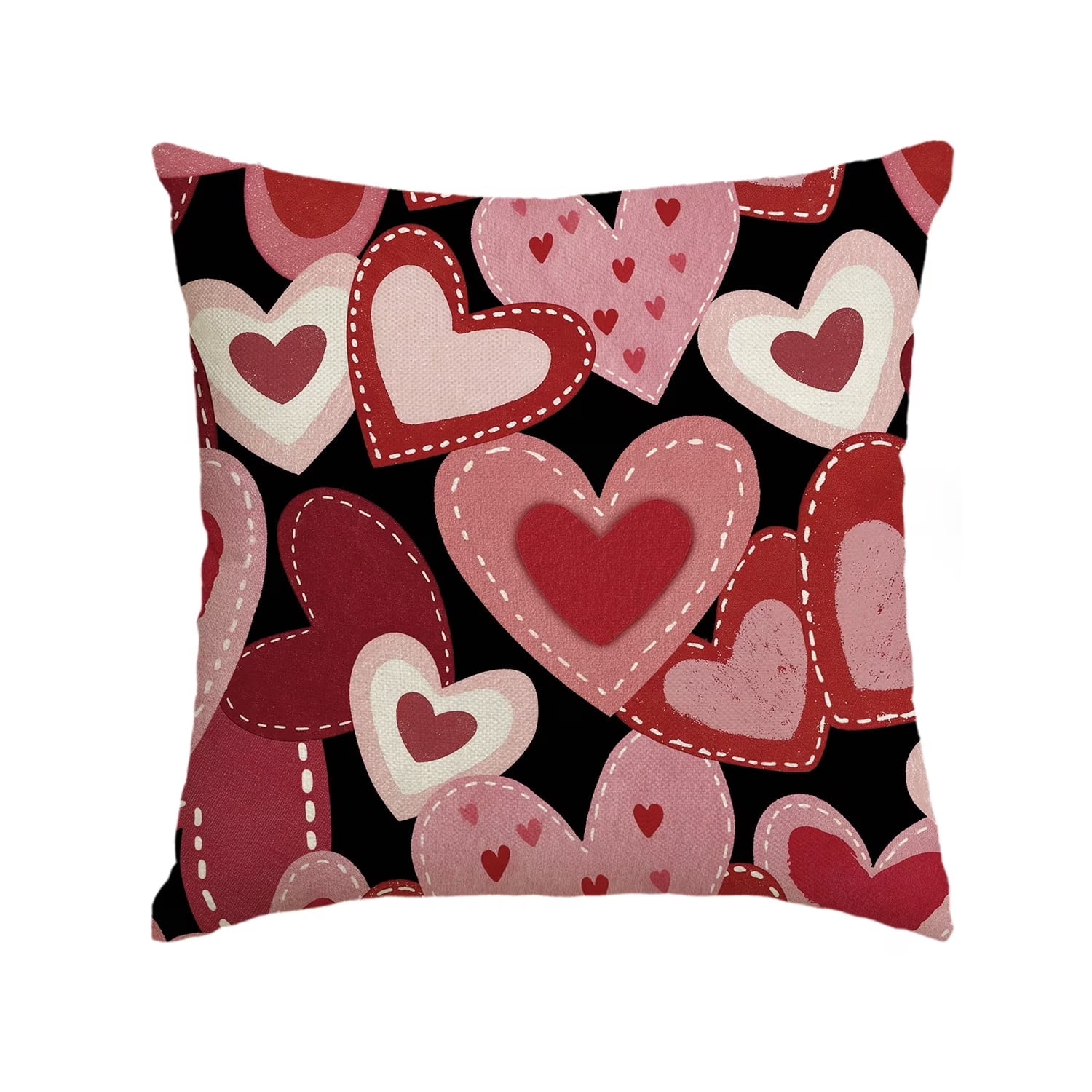Brythos 16x16inch Valentine’s Day Pillow Cover, Black with Red and Pink ...