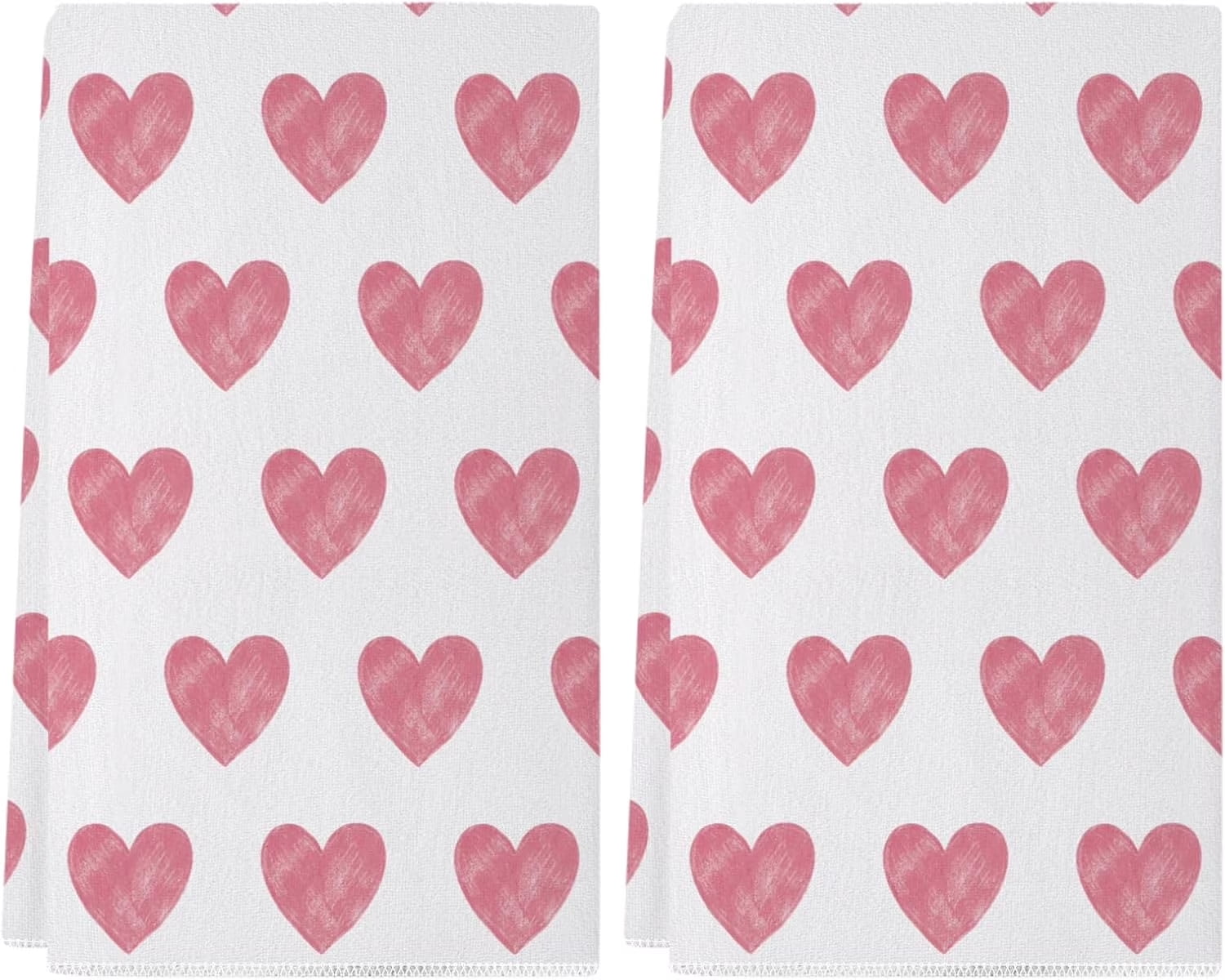 Brythos 2 Pack Valentine's Day Kitchen Towels (18x26 Inches) Heart ...