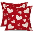 Brythos 20 x 20-inch red pillowcases with white heart designs, packed ...