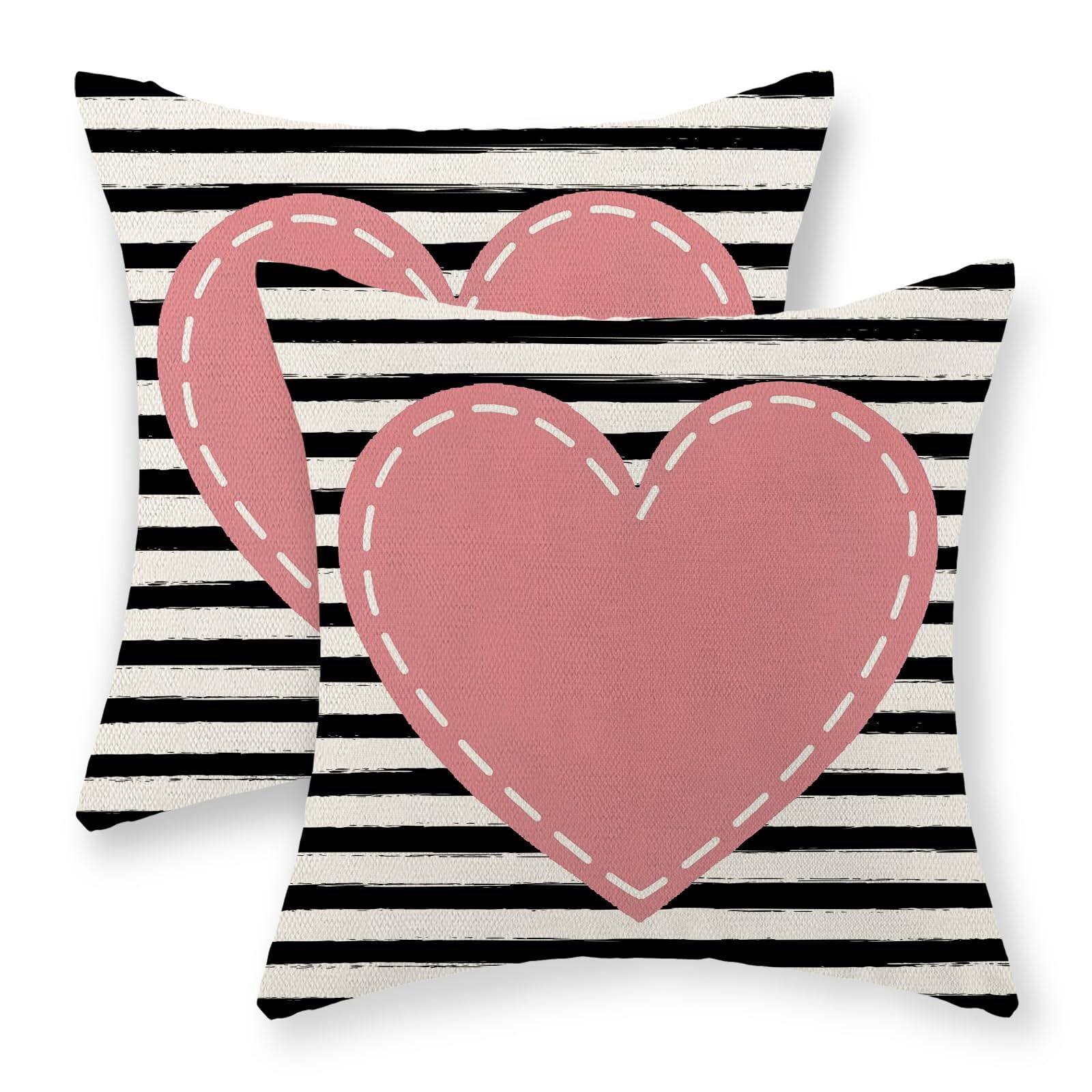 Brythos 20x20 inch 2 Pack Pink Heart Striped Pillowcases: Ideal for ...