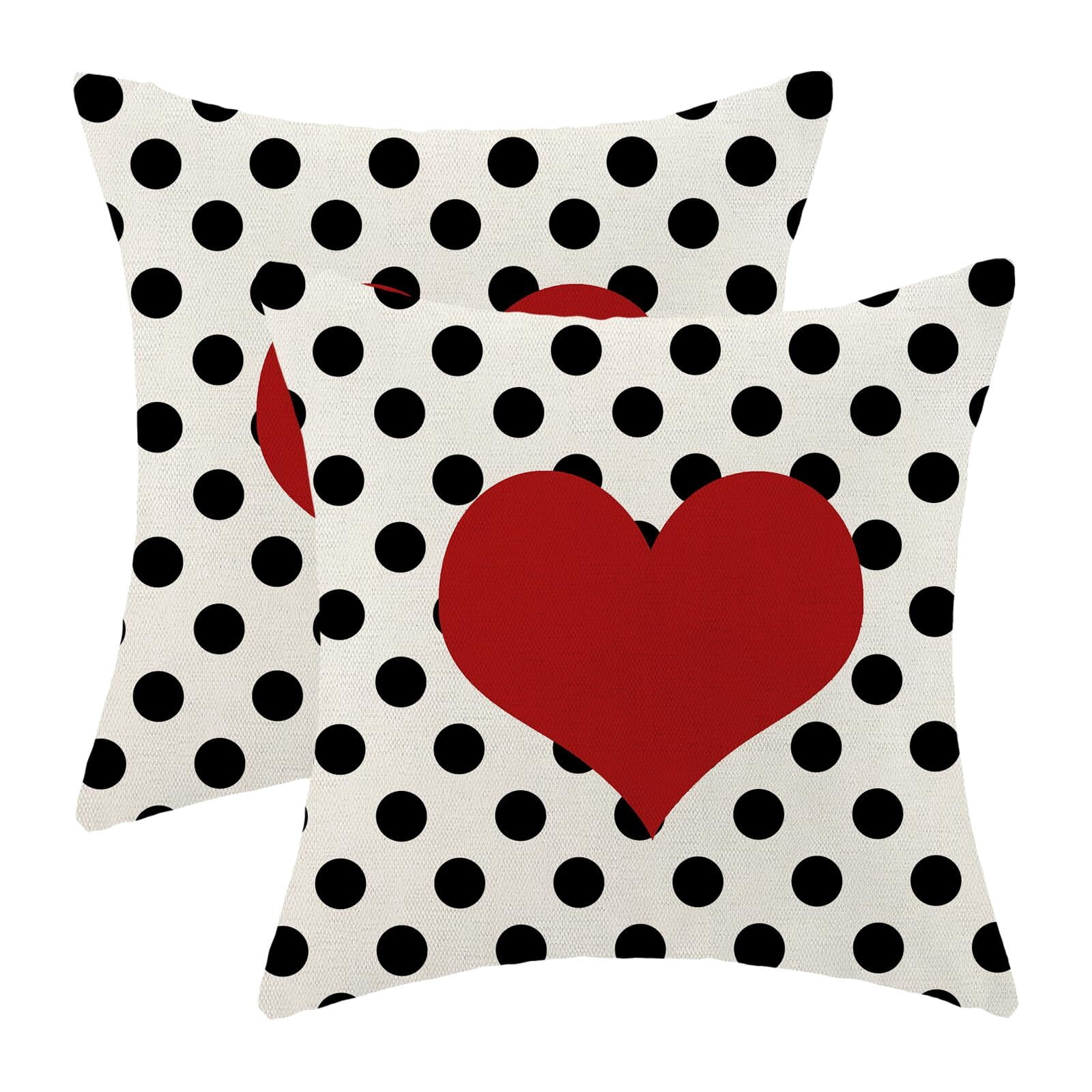 Brythos 24x24 inch 2 Pack Pillowcases: Black Polka Dot & Red Heart ...