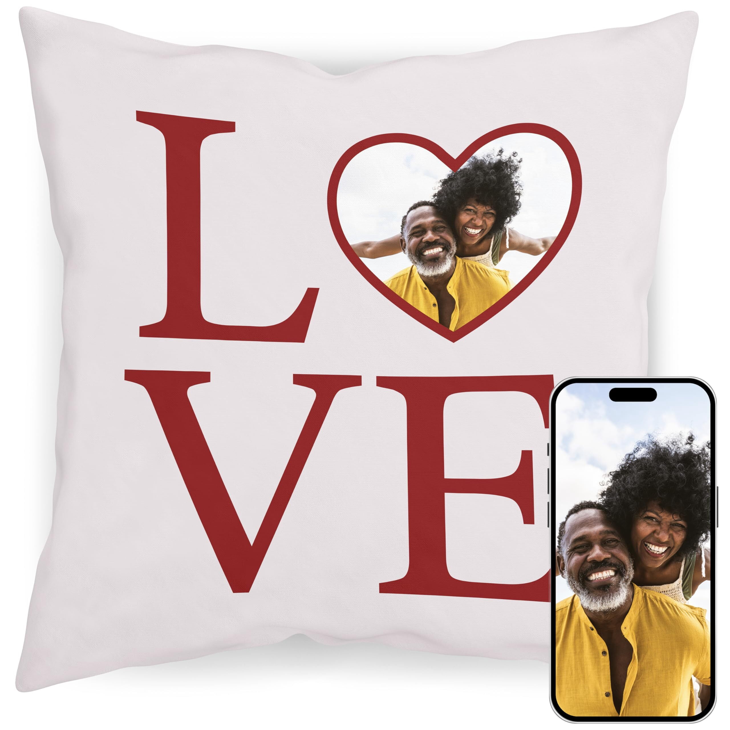Brythos 26x26 inch Red Heart Photo Pillowcase Personalized Heart-Shaped ...