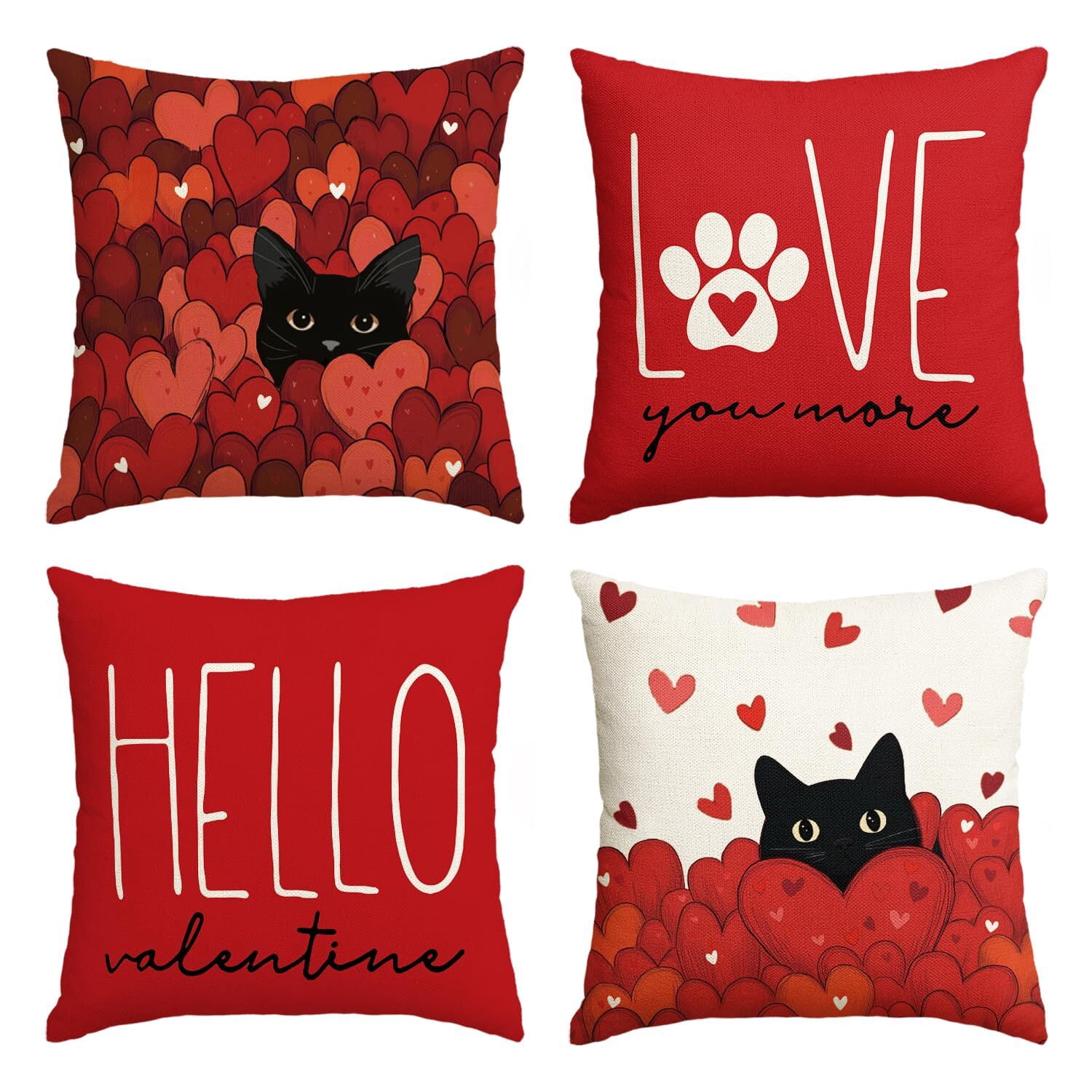 Brythos 26x26 Inch Red Heart Shaped Pillowcase: “Hello Valentine” Print ...