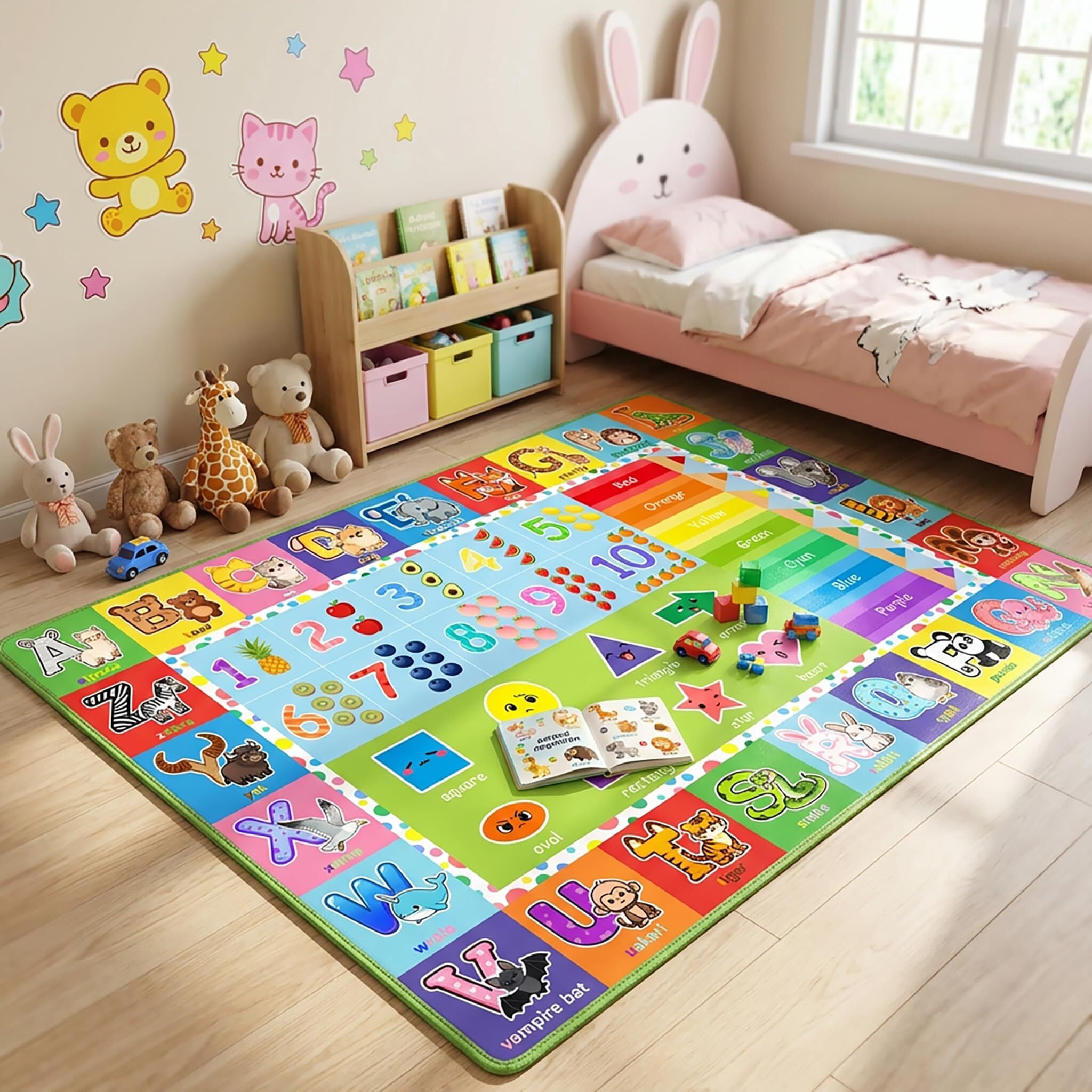 Brythos 3x5 ft Kids ABC Rug, Educational Alphabet Numbers Shapes ...