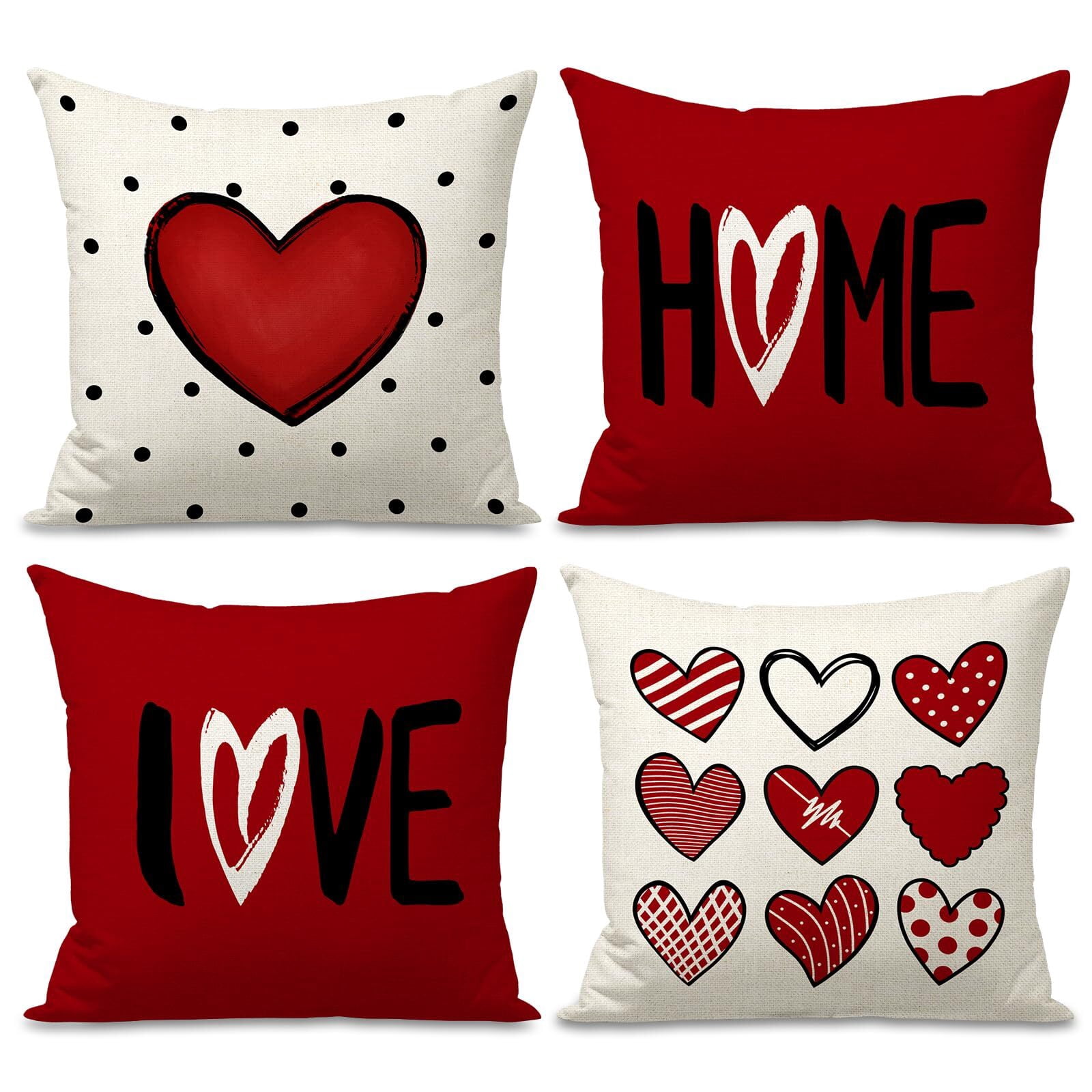 Brythos 4 PCS 18×18 Inch Valentine's Day Decorative Cushion Covers ...