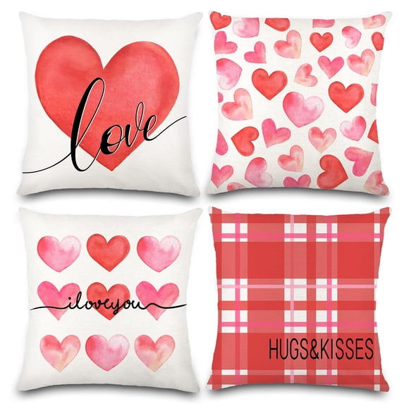 Brythos 4 Pieces of 16-inch Square Valentine's Day Pillowcases, Heart ...