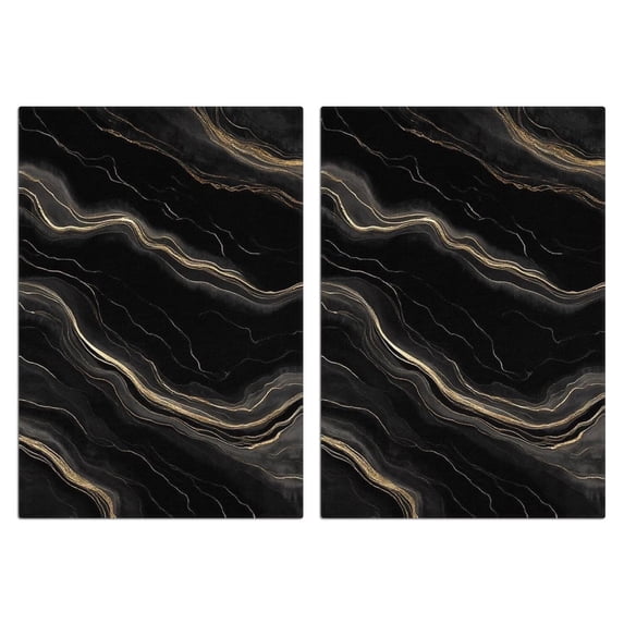 Brythos Black and Gold Marble Pattern Kitchen Towel Set of 2, 18"x26 ...