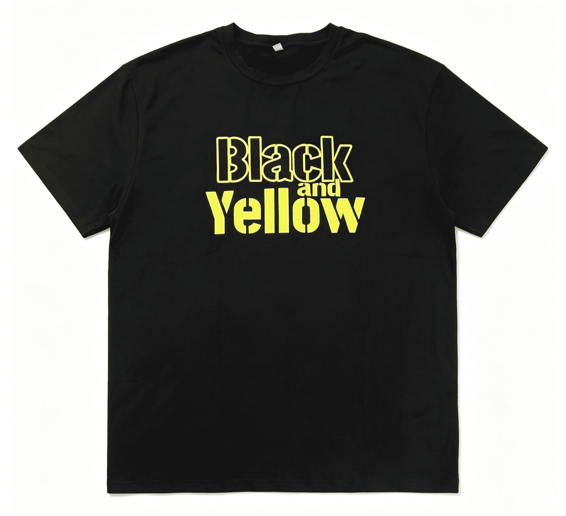 Brythos Black and Yellow T-Shirt Bold Color Block Typography Tee ...