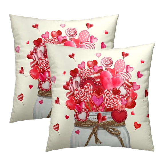 Brythos Set of 2 22x22 Inch Valentine’s Day Pillow Covers Cute Candy ...