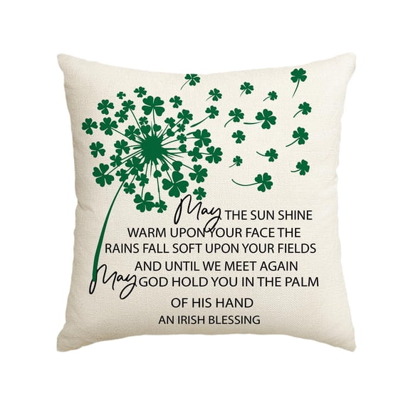 Brythos St. Patrick's Day Linen Pillowcase,Lucky Green Clover and Irish ...