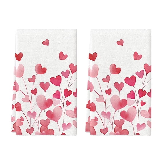 Brythos Valentine's Day Kitchen Dish Towel Set of 2, 18x26 Inch, Heart ...