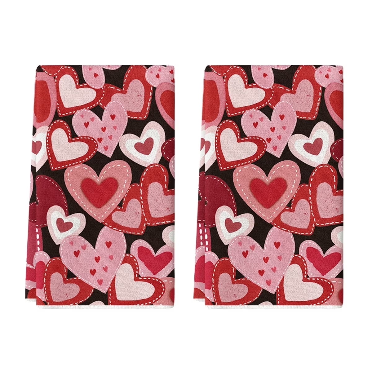 Brythos Valentine's Day Kitchen Dish Towel Set of 2, 18x26 Inch, Pink ...
