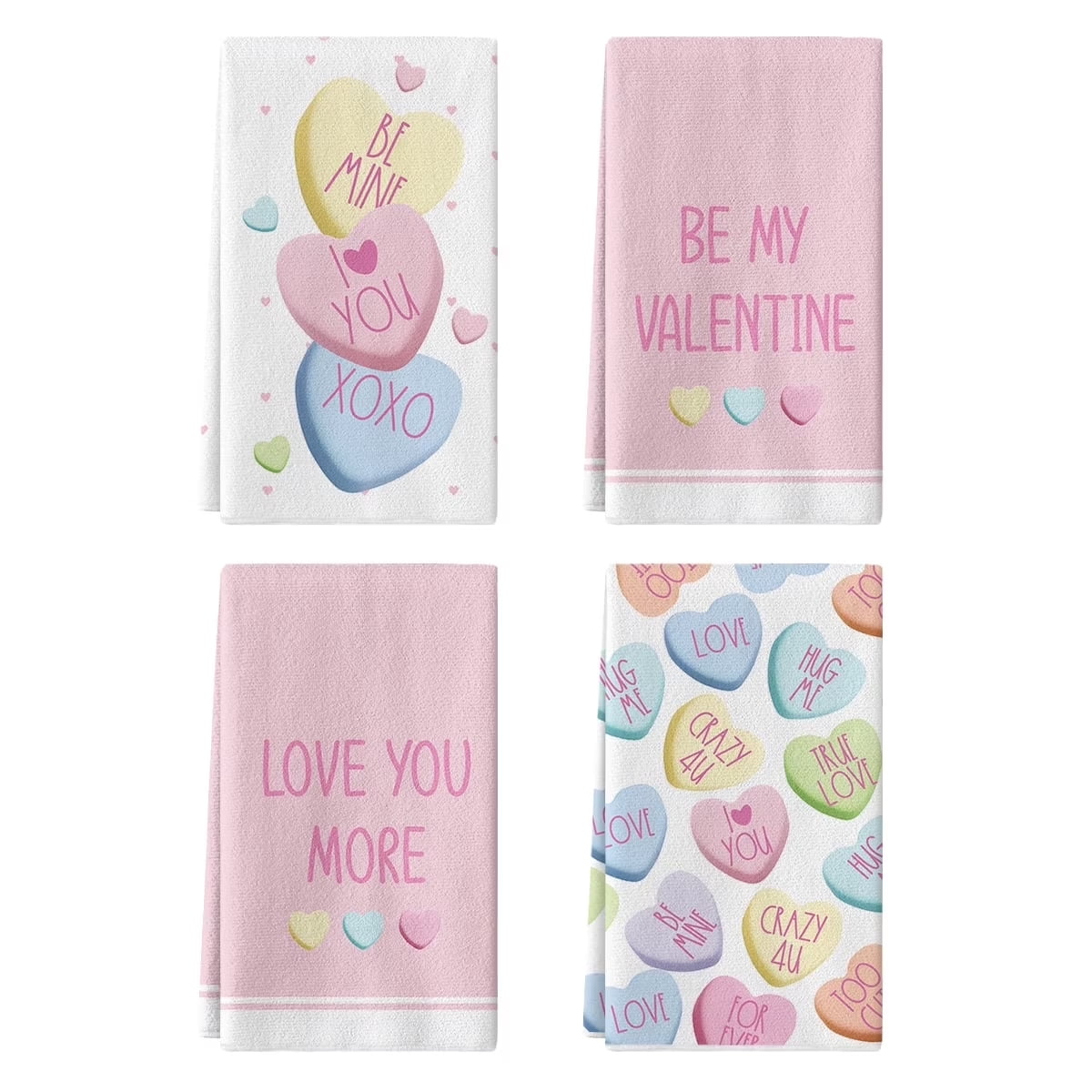 Brythos Valentine's Heart Print Kitchen Towels, 18x26 Inch, 4-Pack ...