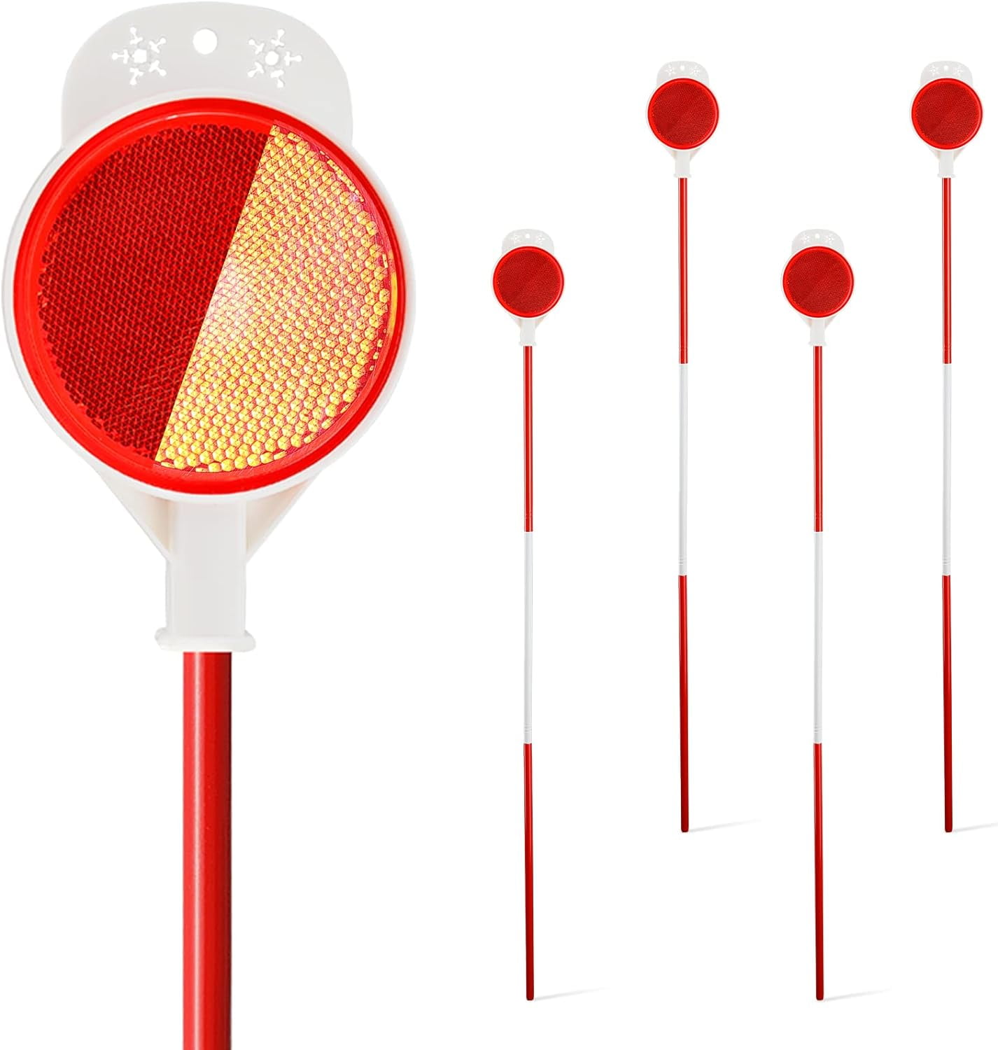 BsBsBest 48 inch Metal Driveway Markers, 4 Packs Red Double Sided ...
