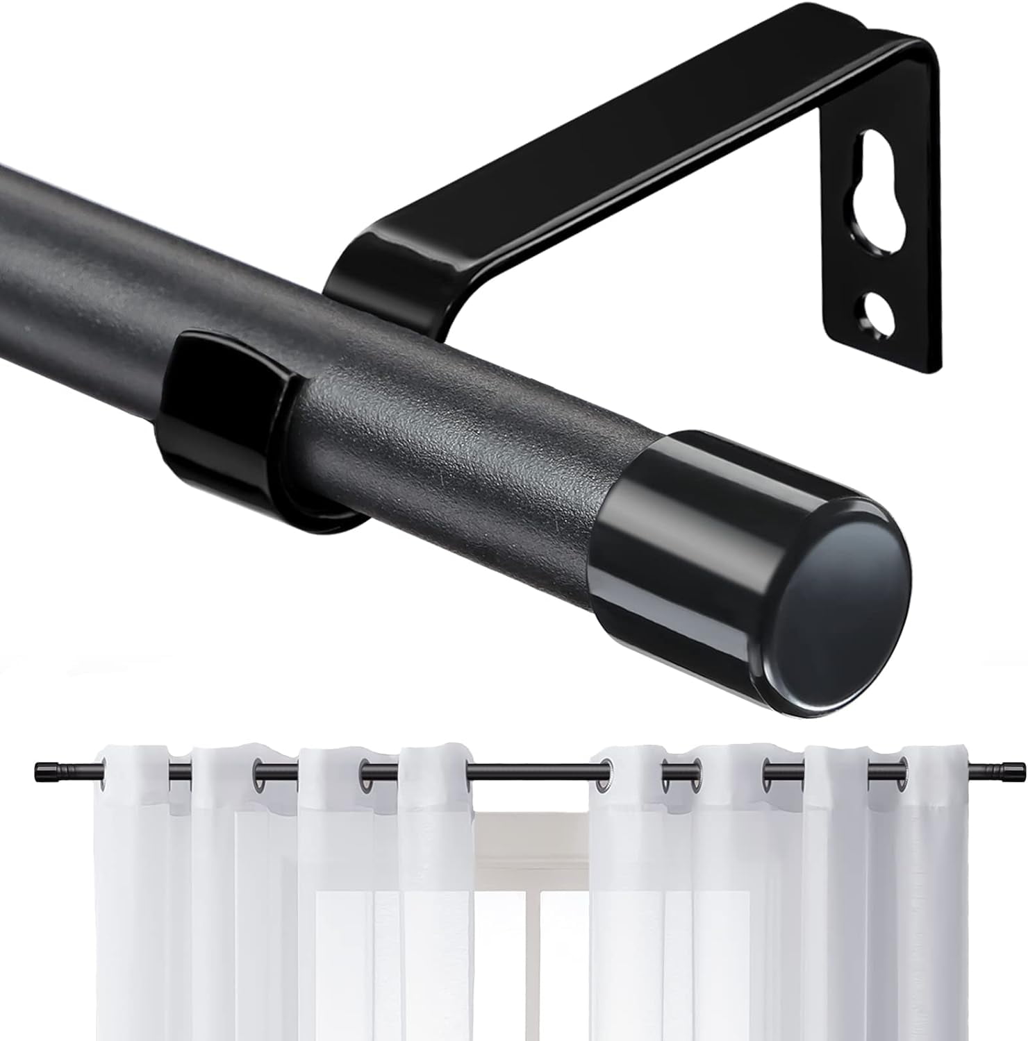 BsBsBest Curtain Rods for Windows 28 to 137 inch, 5/8 Inch Matte Black ...