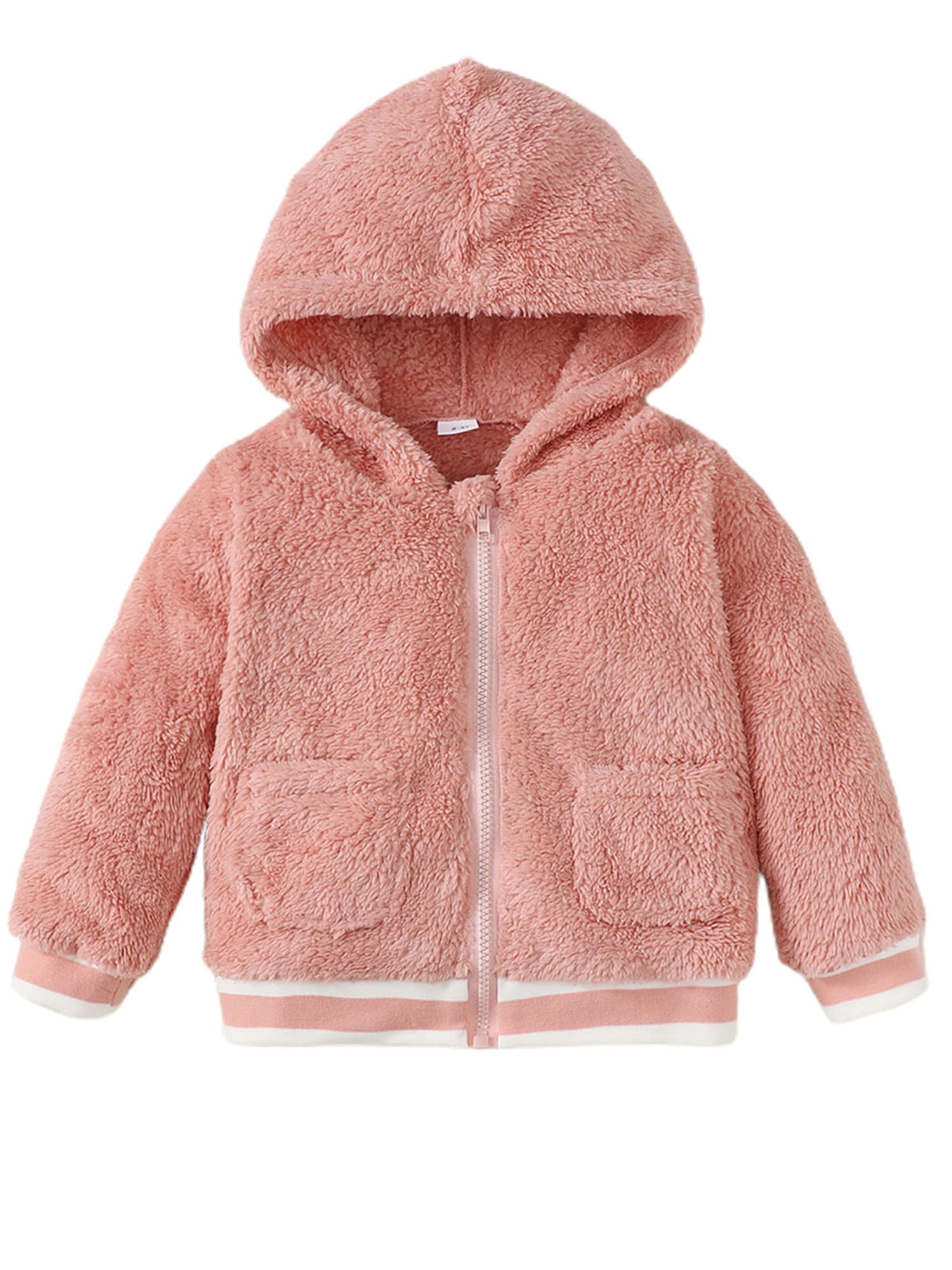 Bslissey 2T 3T 4T 5T 6T 7T 8T Little Girls Fleece Hooded Jackets Fluffy ...