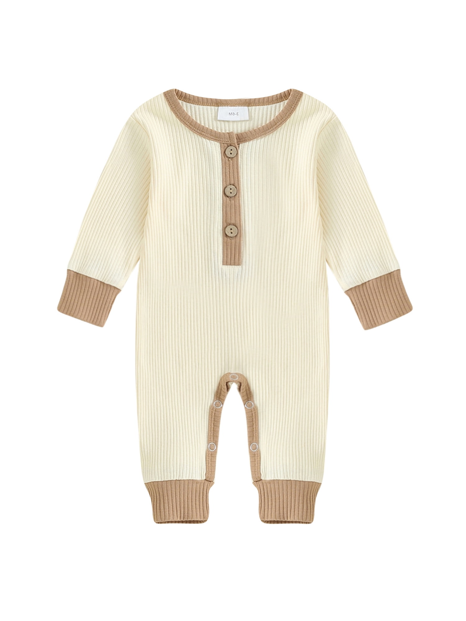 Bslissey Baby Girls Boys Footless Jumpsuit Long Sleeve Button Closure Patchwork Crew Neck Onesie ...