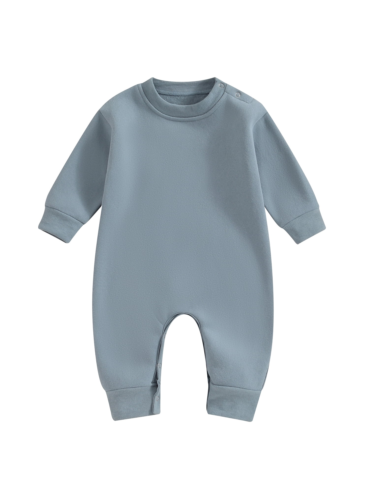 Bslissey Infant Baby Boys Girls Fleece Footless Jumpsuit Solid Color Long Sleeve Crew Neck ...