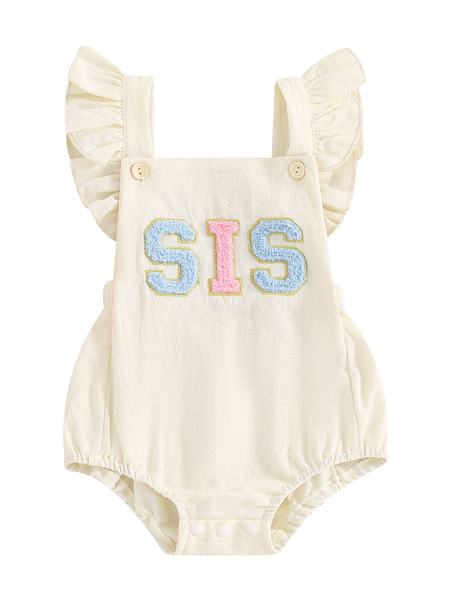 Bslissey Infant Girls Summer Romper Baby Girl Fly Sleeve Embroidery Letter Jumpsuit Newborn Cute ...